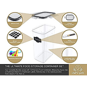 Airtight Food Storage Containers with Lids for Kitchen & Pantry Organization - Set of 12/2L Each - Kitchen Must Haves for Flour, Sugar & Dry Food Storage - BPA Free Plastic Canisters with Accessories