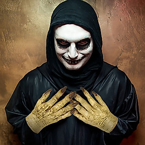 Urieo Halloween Costume Gloves Nude Horror Zombie Hands Tricks Cosplay Party Props Monster Glove for Adults