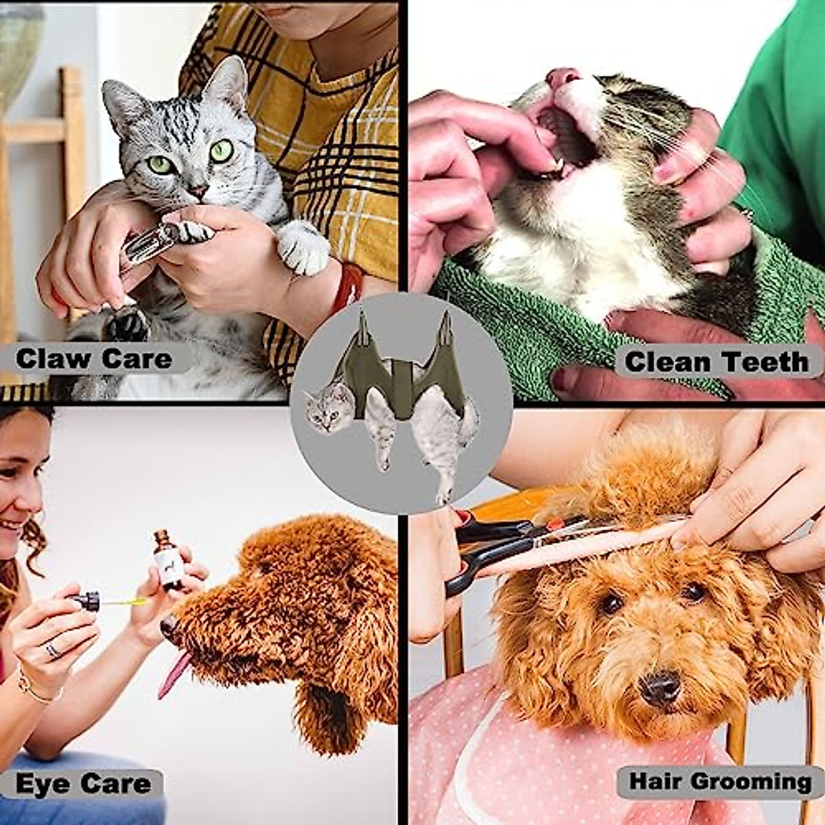 ATO-DJCX Cat Grooming Hammock Harness for Small Dogs,Pet Hammock Restraint Bag,Dog Grooming Sling for Trimming Nail and Ear/Eye Care(XS Size,Green)