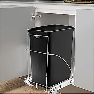 Vohunt Pull Out Trash Can Under Cabinet,Cabinet Trash Can Pull Out Kit,Heavy Duty Chrome Pull-Out Trash Can Shelf for Kitchen 16’’L x 11‘’W x 16’’H(Without Trash Can)