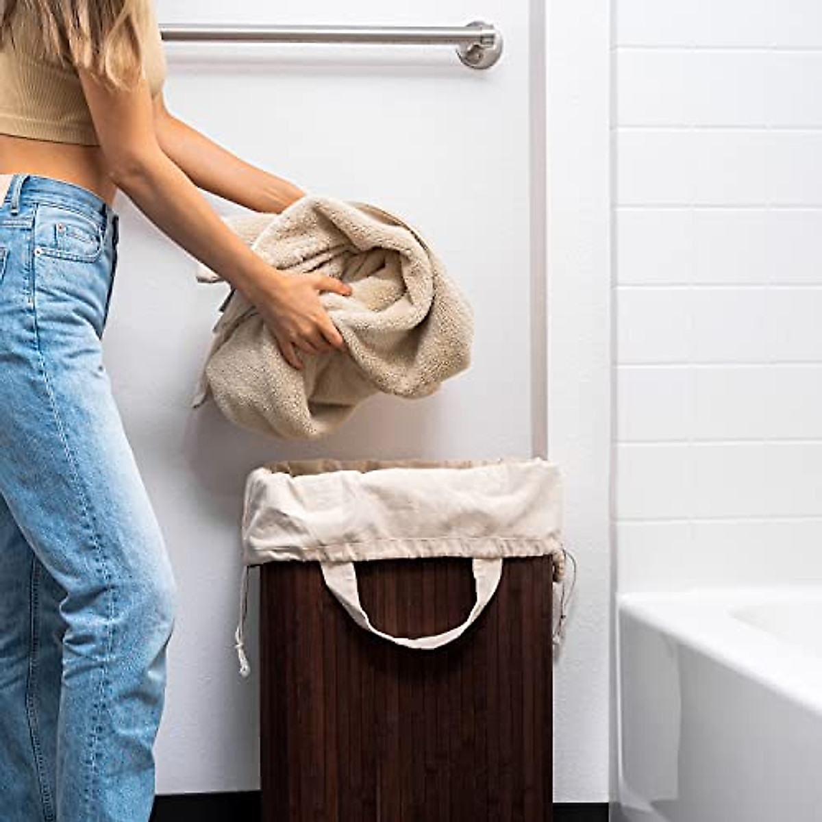 Canvas Laundry Bags Extra Large Heavy Duty - 100% Cotton Laundry Bag with Straps, Handles and Drawstring - College Dorm Laundry Bag in XL Size - Washable, Foldable Laundry Bag or Basket Liner (2 Pack)