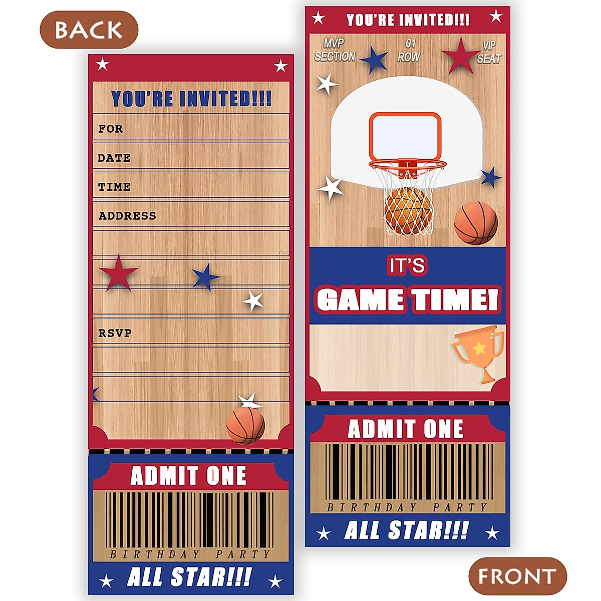 wuguimeii All Star Sport Football, Basketball Birthday Invitation, Soccer Invitation, Sport Game Invite Theme (20 Set with Envelopes)