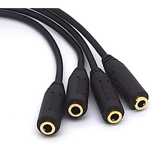 PIIHUSW 3.5mm Headphone Splitter Cable, 4 Pole 1/8 Inch TRRS AUX Stereo Jack 1 Male to 4 Female Adapter Cord