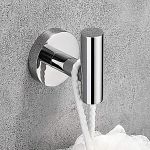Polished Chrome Towel Coat Hooks SUS304 Stainless Steel Bathroom Clothes Garage Hotel Cabinet Closet Sponges Robe Hook Wall Mounted Round Kitchen Heavy Duty Bath Door Hanger 2 Pack