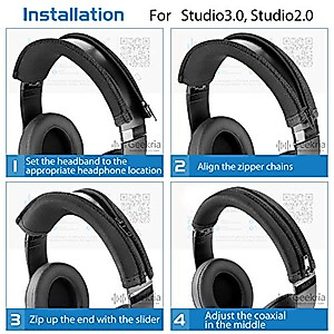Geekria Headband Cover Compatible with Beats Studio 3, Studio 2 Headphones, Head Cushion Pad Protector, Replacement Repair Part, Sweat Cover, Easy DIY Installation No Tool Needed (Black)