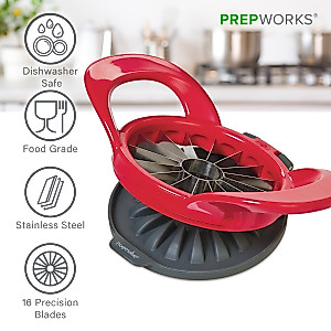 PrepWorks by Progressive Dishwasher Safe 16-Slice Thin Apple Slicer and Corer with Attached Safety Cover