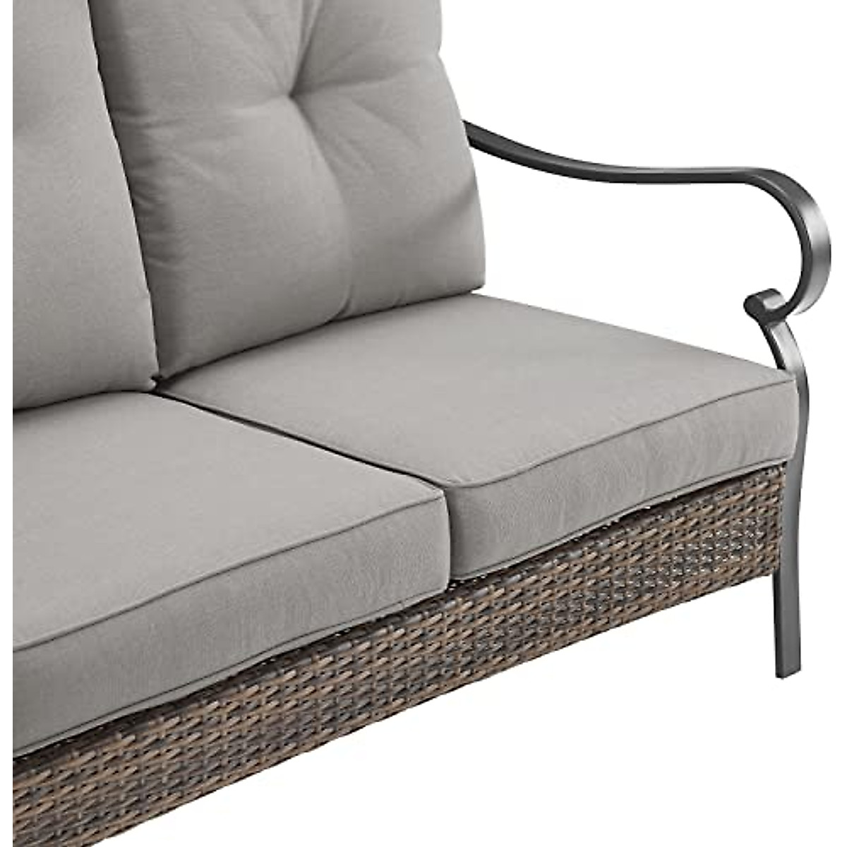 Crosley Furniture KO70350MB-TE Dahlia Outdoor Metal and Wicker 2-Piece Sofa Set (Sofa, Coffee Table), Matte Black with Taupe Cushions
