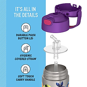 THERMOS FUNTAINER 12 Ounce Stainless Steel Vacuum Insulated Kids Straw Bottle, RAINBOW HIGH