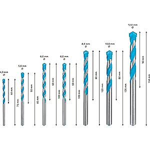 Bosch Professional 7 pc. Expert CYL-9 MultiConstruction Drill Bit Set (for Concrete, Ø 4-12 mm, Accessories Rotary Impact Drill)