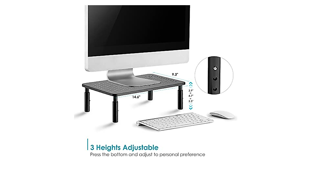 LOTEYIKE 2 Pack Monitor Riser Stand | Adjustable & Sturdy Desk Organizer