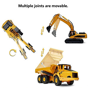 Gemini&Genius 2Pcs Construction Vehicle Toys Dump Truck and Excavator Set Heavy Metal 1/50 Scale Digger and Dumper Diecast Engineering Vehicle Toys for Kids and Decoration House
