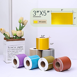 PARLAIM Large 3 X 5 inch Rectangle Color Coding Sticker, Writable Square Color Code Inventory Label for Moving Box (250pcs Gold)