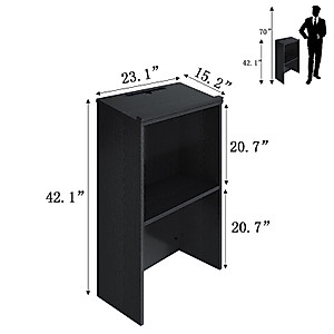 Podium Stand,Wooden Speaking Lectern,Lectern Podium for Classroom,Churches,Auditorium,Meeting Room,Reception Desk of Podium with Adjustable Shelf(Black)