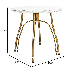 SAFAVIEH PAT4011C Outdoor Kylie White Rattan Bistro Table