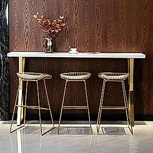 Bar Table Modern Nordic Light Luxury Wrought Iron Bar Dining Table Home Living Room Wall Solid Wood Long Table Bar High Table and Chairs Pub Tables (Color : Bar table160cm)