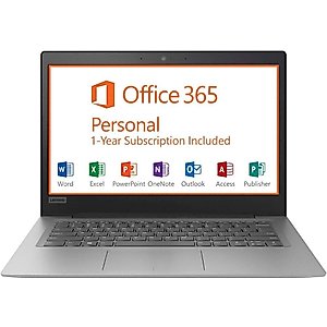 Lenovo Ideapad 14" HD Premium Performance Laptop, Intel Celeron Dual-Core N3350 up to 2.4GHz, 2GB RAM, 32GB eMMC, Webcam, HDMI, 802.11AC, Bluetooth, Windows 10, Office 365 1-Year Personal Subscription