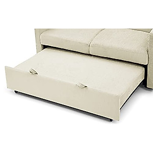 Favfurish 54" Velvet Loveseat Sleeper with Pull, Adjustable Back and Two Arm Pocket,2 in 1 Convertible Upholstered Sofa Bed for dorms,Living Room,Apartments, Beige, 54in