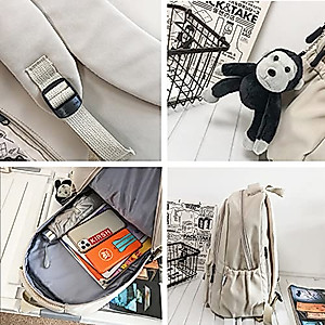 JARKJARD Aesthetic Backpack Cute Kawaii Backpack for School College Backpack Large Capacity Bookbags for Girls Women Students Casual Travel Daypacks Solid Color(Black)