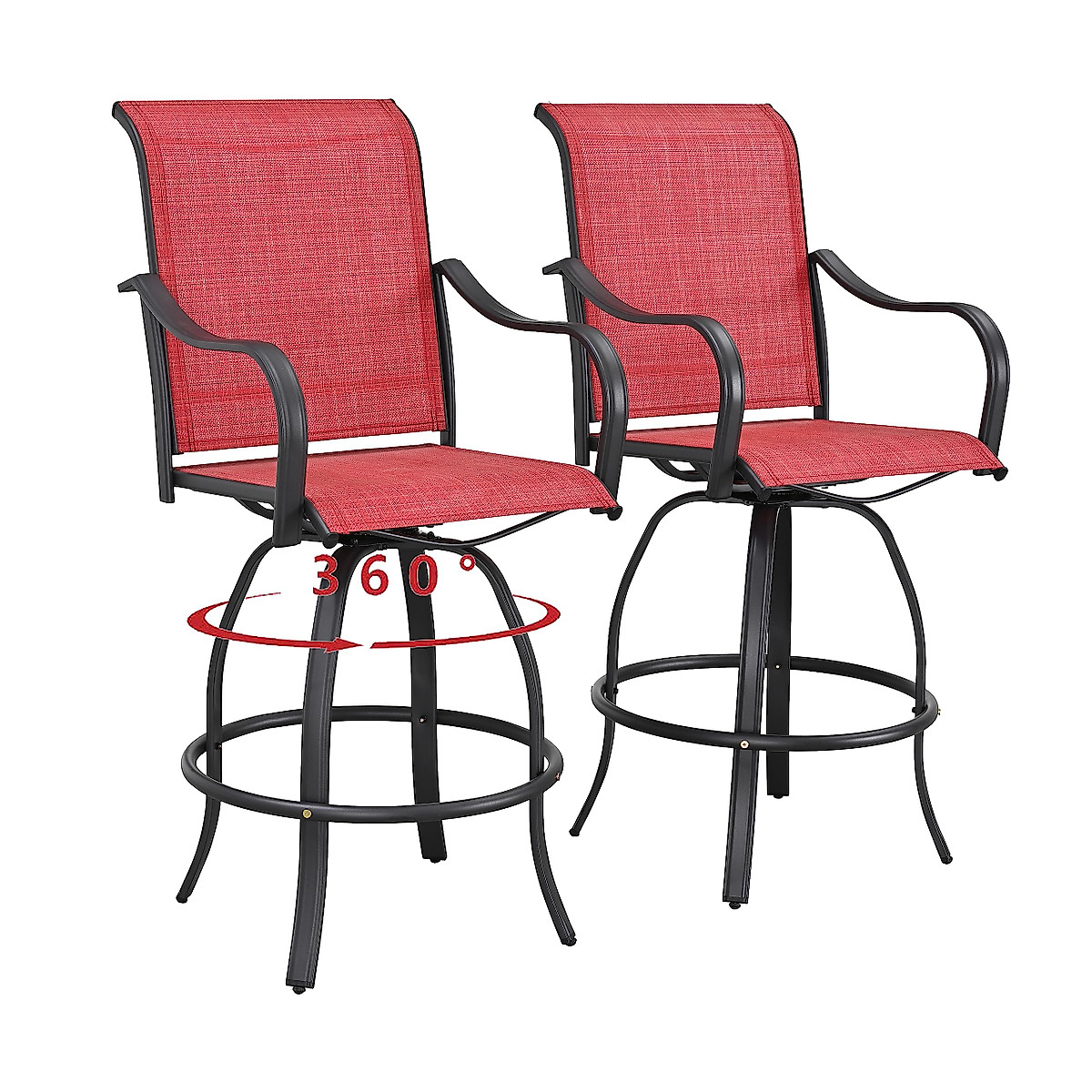 PatioFestival Patio Swivel Bar Stools Outdoor High Bistro Stools Height Chairs All Weather Garden Furniture Bar Dining Chair,Set of 2