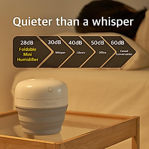 Pureal Foldable Mini Humidifier, 500ML Portable Small Cool Mist for up to 10 Hrs, for Baby Bedroom Travel Office Home, Auto Shut-Off, 3 Mist Modes, Super Quiet
