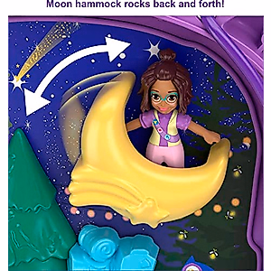 Polly Pocket Playset, Travel Toy with 2 Micro Dolls, Toy Boat & Surprise Accessories, Pocket World Owlnite Campsite Compact