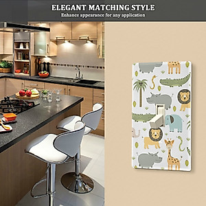 Wild Animals Zoo Duplex Receptacle Outlet Cover Wall Plate Switch Plates Size 1 Gang 2.9" X 4.6" Kids Decorative Nursery Teen Toddler Room Bedroom Bathroom Decor