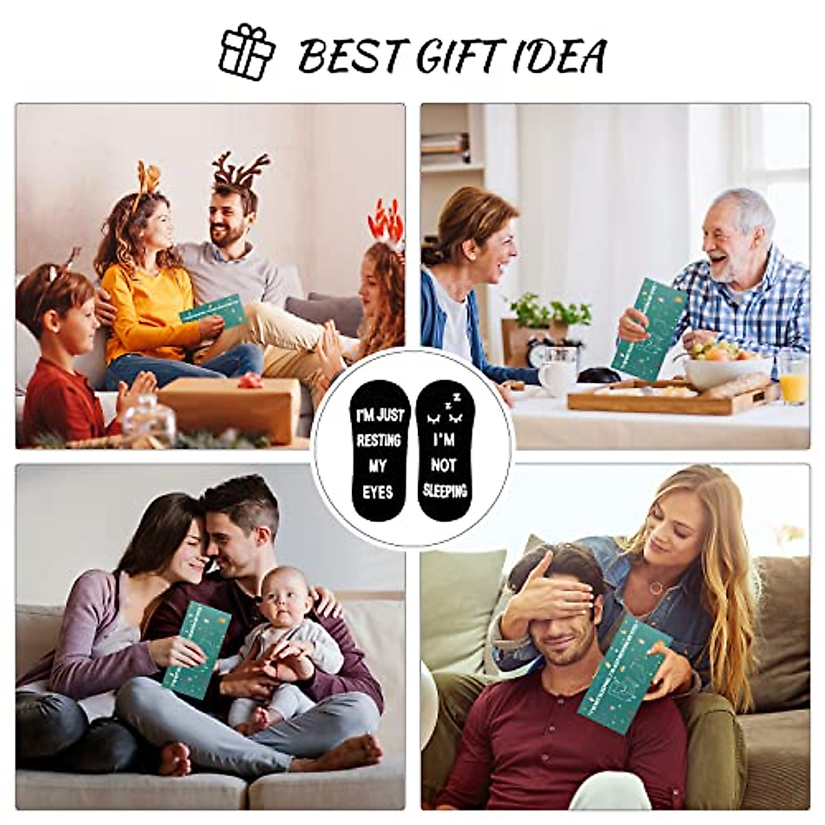 ModernStyle Birthday Christmas Gifts for Dad Men Husband Grandpa Women Grandma Ideas I‘m Not Sleeping I’m Just Resting My Eyes Funny Socks-L
