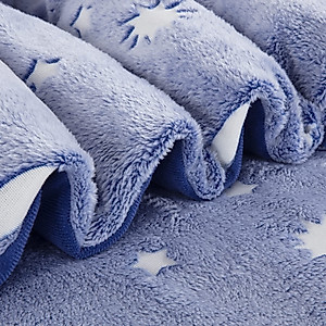 HOMBYS Glow in The Dark Comforter Set 3 Piece Twin/Twin XL, Blue Velvet Bedding Sets for Twin Bed, Ultra Soft Down Alternative Comforter for Teenage Girls Kids, Bed in a Bag Room Decor