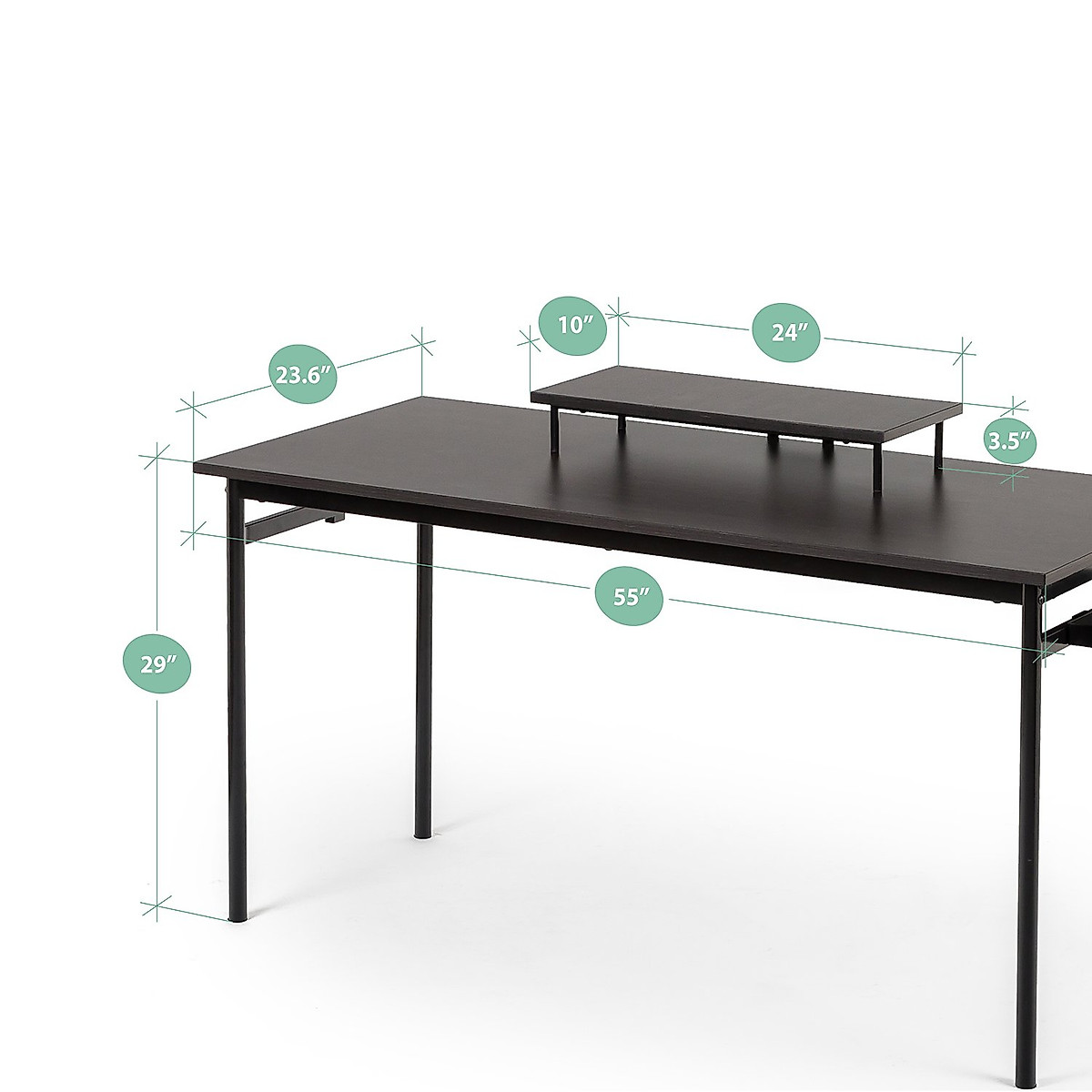 ZINUS Tresa Metal Storage and Monitor Stand Workstation with Espresso Finish, Computer Desk, Easy Assembly, Medium, Black