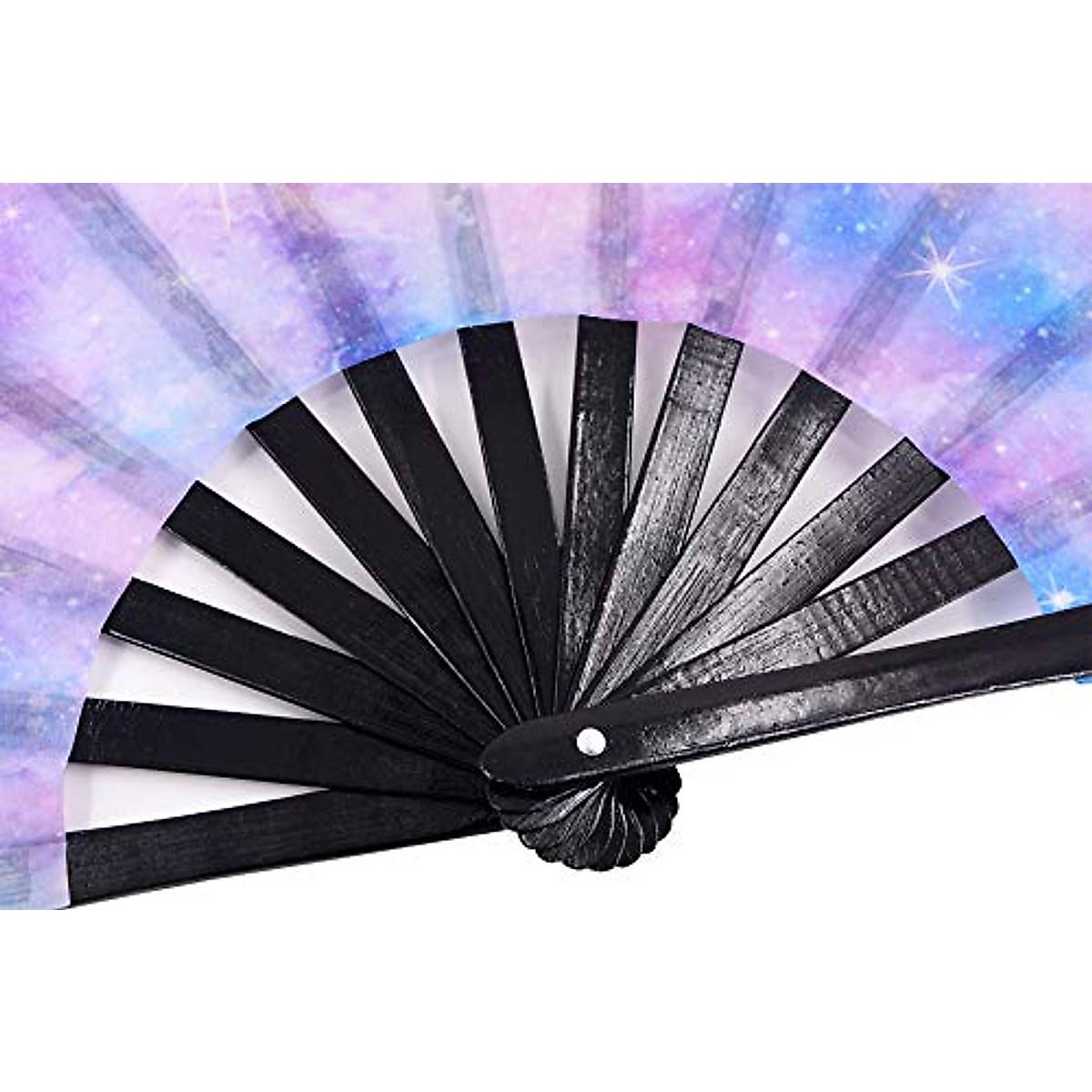 Amajiji Large Folding Fan, Chinease/Japanese Bamboo and Nylon-Cloth Folding Hand Fan, Hand Folding Fans for Women/Men, Hand Fan Festival Gift Fan Craft Fan Folding Fan Dance Fan (Galaxy)