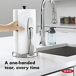 OXO Good Grips Steady Paper Towel Holder & Good Grips SimplyTear Paper Towel Holder - Stainless Steel