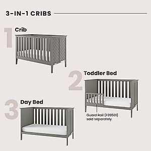 Child Craft Atwood Crib, Dresser and Chest Nursery Set, 3-Piece, Includes 3-in-1 Convertible Crib, Dresser and Chest, Grows with Your Baby (Lunar Gray)