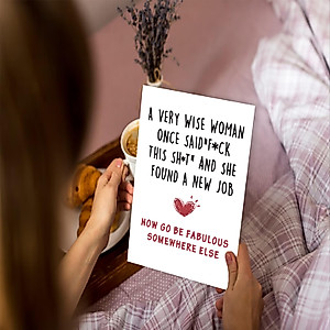 Ziwenhu Greeting Card, Funny Coworker Leaving, Congratulations Farewell Gifts for Women, Premium Quality, Blank Inside, 8 x 5.3 inches, Red Envelope