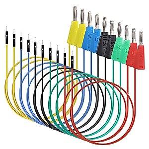Sumnacon 10 Pcs Stackable Banana Plug to Male Jumper Wire - 26 AWG Binding Post to Solderless Breadboard Jumper Wire, Soft Silicone Flexible Wire Leads for Electrical Testing