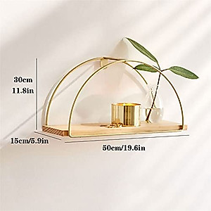 SUNESA Floating Wall Mount Shelf Multilayer Shelves Wall Shelves Metal Storage Rack with Large Storage Space Suitable for Bedroom, Office, Living Room Wall Mounted Shelves ( Color : Brass )