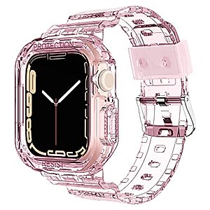 Tensea for Apple Watch Band 38mm 40mm 41mm 42mm 44mm 45mm for Women Men, iWatch Band with Protective Bumper Case, Cute Soft Sport Strap, Cool Wristband Accessories for SE2 Series 8 7 SE 6 5 4 3 2 1