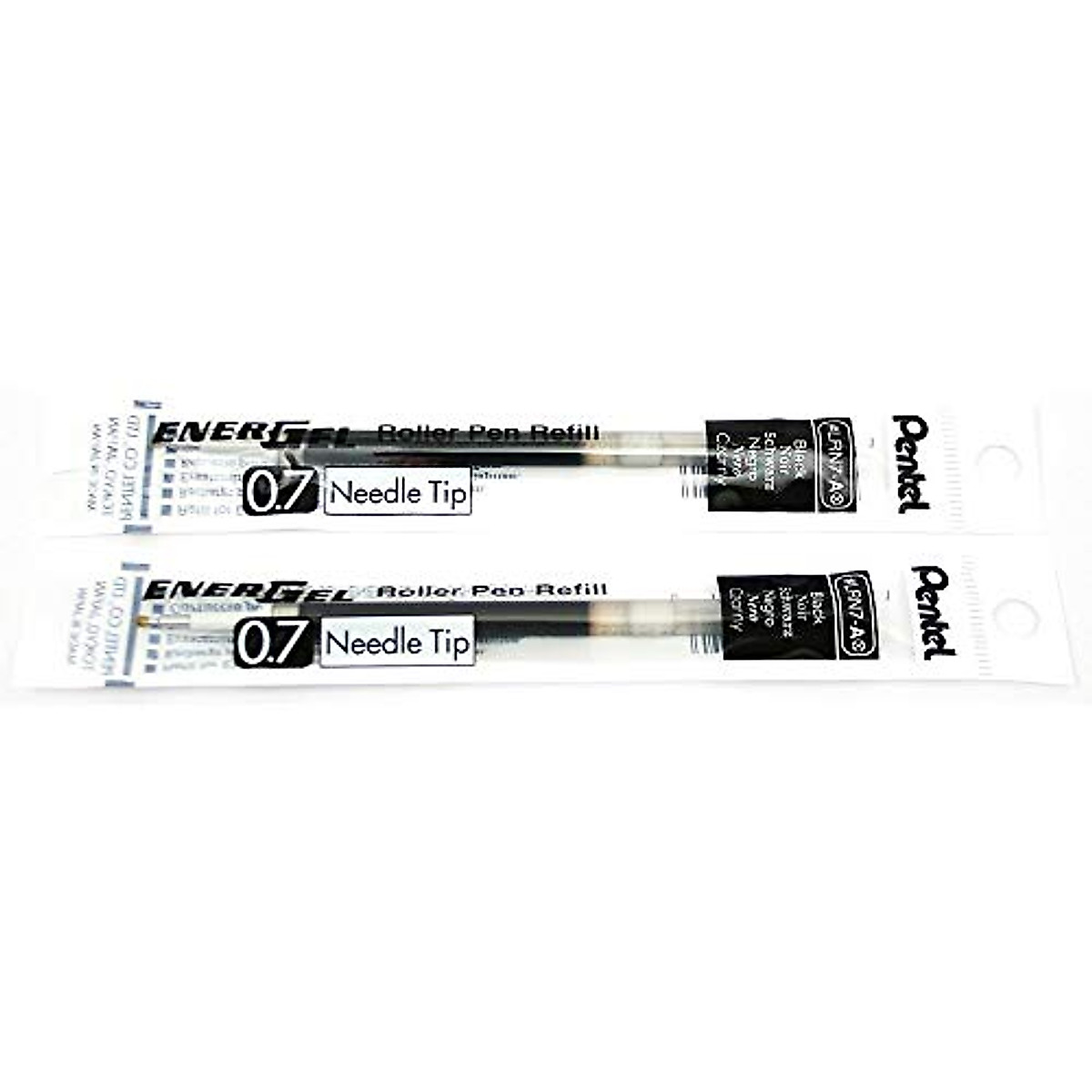 2 Pk Pentel LRN7-A EnerGel Refills, 0.7 mm Medium Needle Tip, Black
