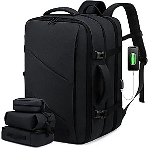 LOVEVOOK Carry on Backpack, Extra Large 35-50L Expandable Travel Backpack Airline Approved, Anti-Theft Waterproof Backpack for Travel, 18 Inch Laptop Backpack with USB Port for Men & Women