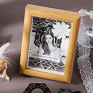 MOLNESO Black Lace Stickers 100PCS, Scrapbook Supplies Lace Paper Frames Die Cuts, Gothic Decorations for Journal Photo Album Scrapbooking Craft Set