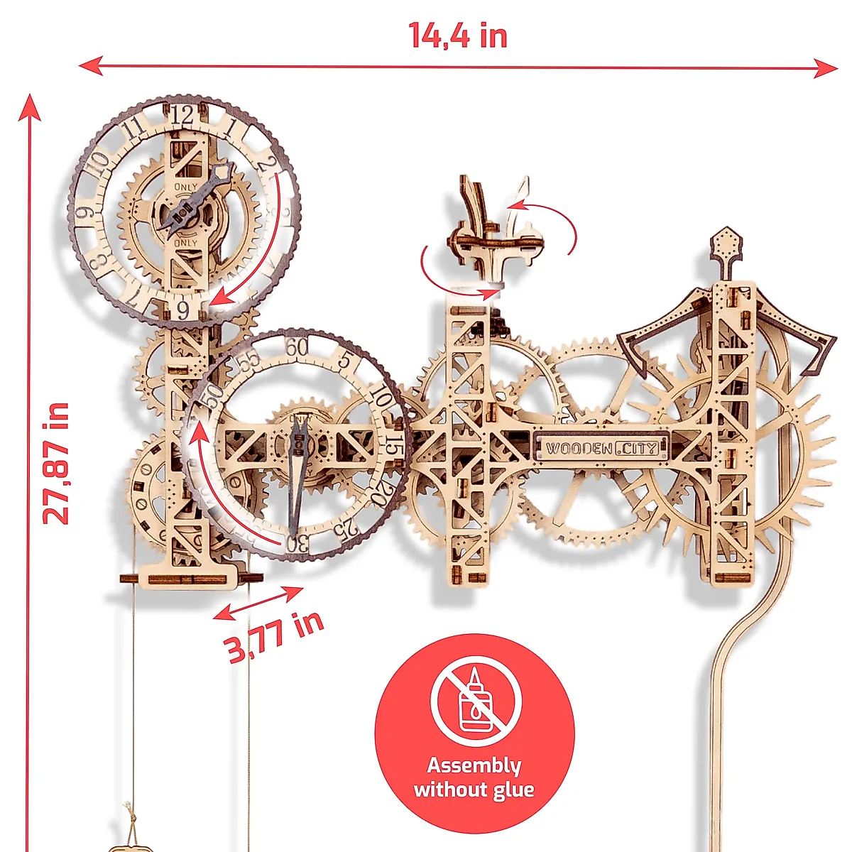 WOODEN.CITY 3D Puzzles for Adults - Steampunk Mechanical 3D Clock Puzzle - Making Kit - Wooden Clock Puzzle Model Kits for Adults - Wall Clock Decorative
