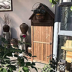 MUWIZ Outdoor Storage Shed, Storage Shed and Tool Shed Outdoor Storage Shed, Wooden Garden House Tool Box Farm Implement Storage Room Sundries Storage Cabinet