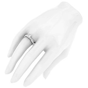 Sterling Silver Full Side Stones Twisted Vine 1.0 CT Genuine Moissanite Engagement Ring Promise Bridal Ring (8)