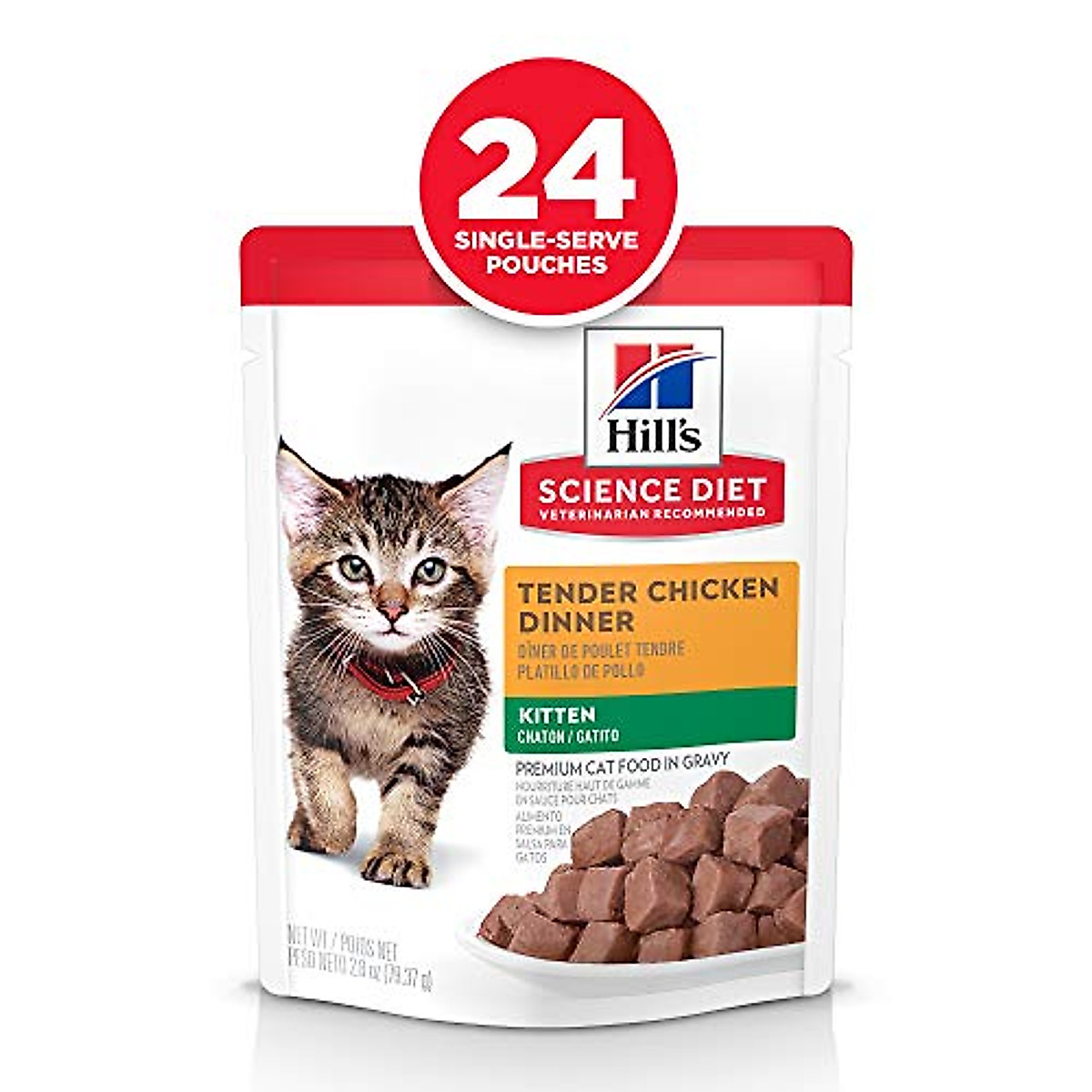 Hill's Science Diet Kitten Wet Cat Food Pouch, Chicken Recipe, 2.8 oz, 24 pk