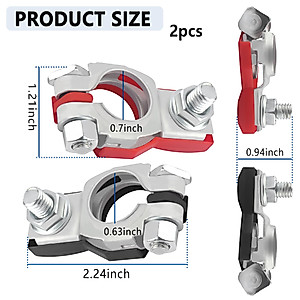 2PCS Car Battery Terminals Compatible with Nissan Altima Maxima,Copper Battery Terminal Connectors for Battery Cable Ends,Negative & Positive Battery Terminal OEM#243407F001 243407F000