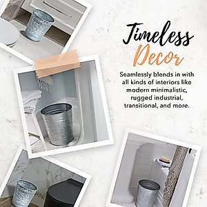 Autumn Alley Farmhouse Bathroom Trash Can, Garbage Can, Round Open Top Garbage Basket Bin for Home Office Rustic Trash Can Cute Decorative Wastebasket, Rustic Bathroom Decor, Galvanized