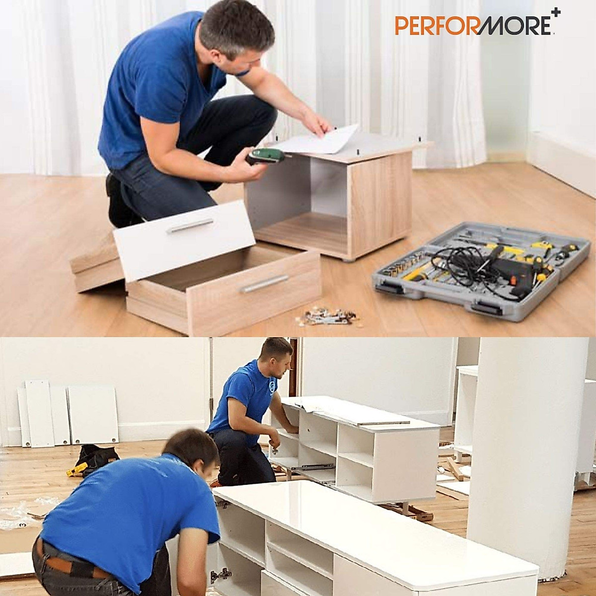 50 Pieces Threaded Wood Inserts, 1/4"-20 x 15mm Furniture Screws in Nut Threaded Inserts with Hex Socket, Zinc Plated - for Wooden Furnitures, Products, and Model, One Allen Wrench Included