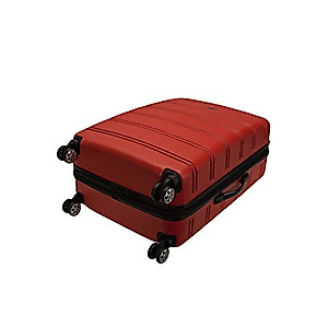 Rockland Melbourne Hardside Expandable Luggage with Spinner Wheels, RED, Checked Large 28"