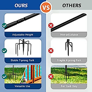Kalafun Outdoor String Light Poles Stand - 2 Pack Poles for Hanging Outside String Lights - 9 FT Adjustable Metal String Light Pole Stakes with Hooks for Patio Fence Garden Deck Bistro Backyard