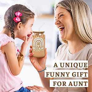 Aunt Gifts - Aunt Gifts from Niece, Nephew - Gifts for Aunt, Auntie Gifts - Aunt Birthday Gift, Mothers Day Gifts for Aunt, Aunt Valentine Gifts - Gifts for New Aunt, To Be Aunt - 16 Oz Can Glass