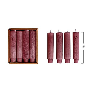 Creative Co-Op Unscented Pleated Taper Box, Powder Finish, Set of 12, Cabernet Candles, 1" L x 1" W x 5" H, Purple